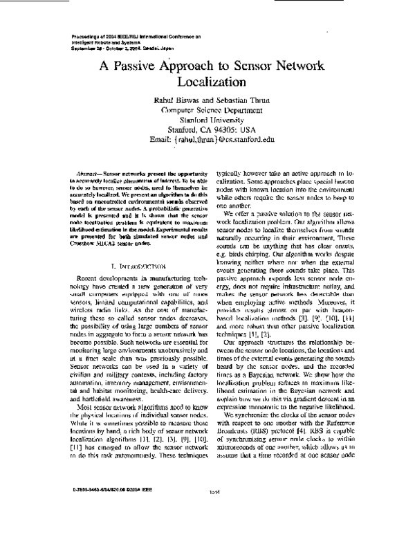 (PDF) A passive approach to sensor network localization