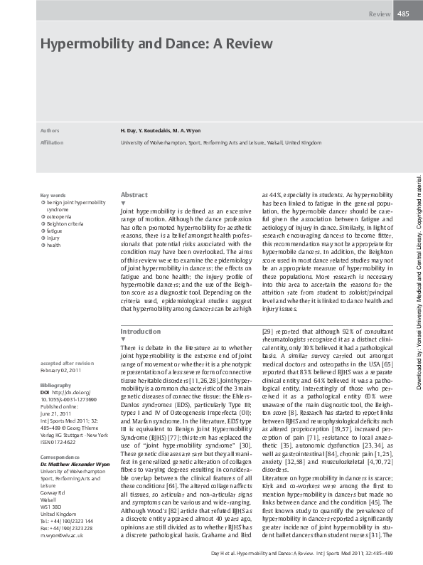 (PDF) Hypermobility and Dance A Review | Jay Kim - Academia.edu