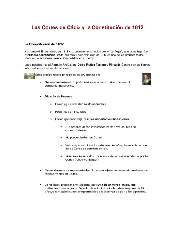 (DOC) Las Cortes de Cádiz y la Constitución de 1812