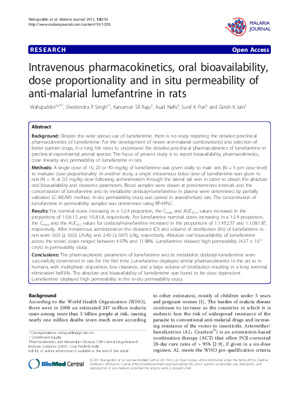 (PDF) Intravenous pharmacokinetics, oral bioavailability, dose ...