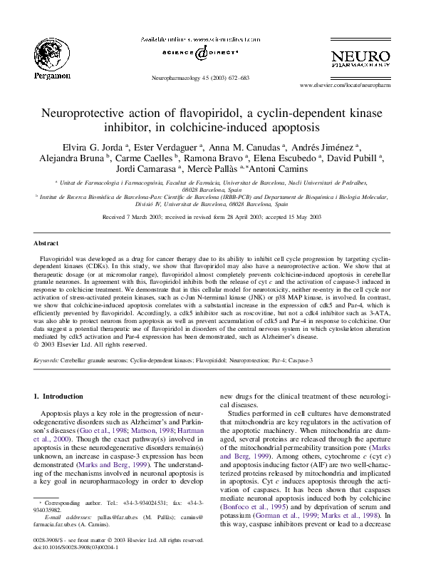 (PDF) Neuroprotective action of flavopiridol, a cyclin-dependent kinase ...