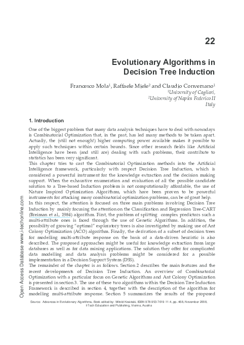 (PDF) Evolutionary Algorithms in Decision Tree Induction