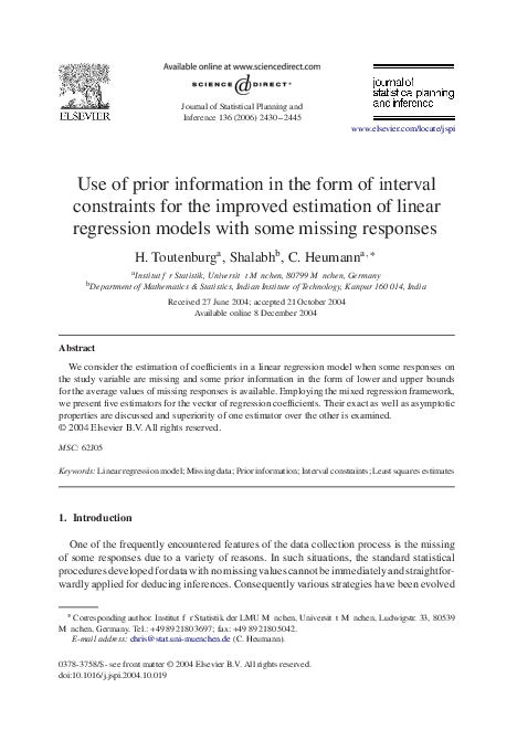 Pdf Use Of Prior Information In The Form Of Interval Constraints For The Improved Estimation