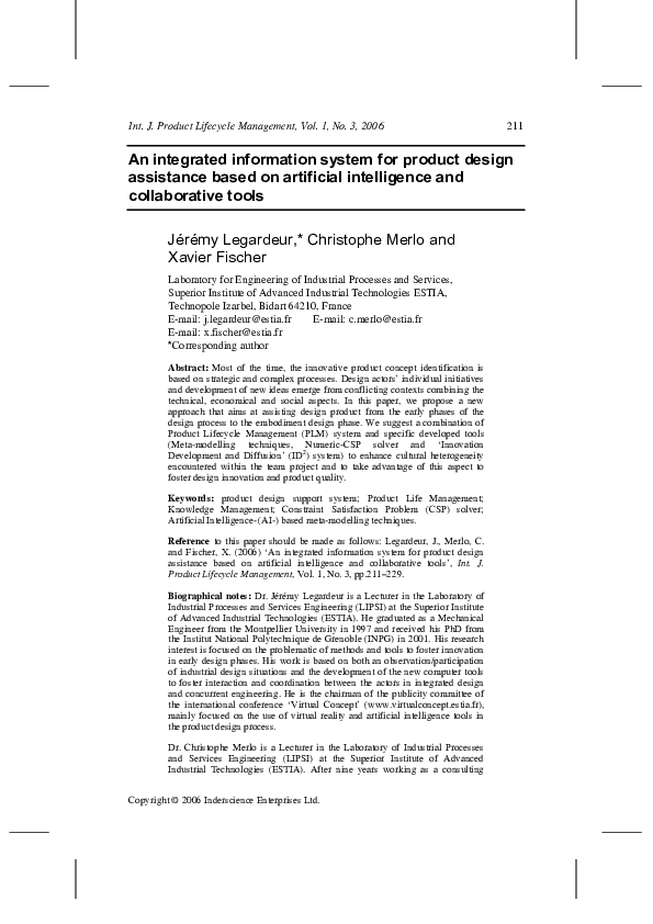 (PDF) An integrated information system for product design assistance based on artificial ...