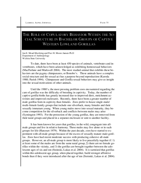 (PDF) The role of copulatory behavior within the social structure in ...