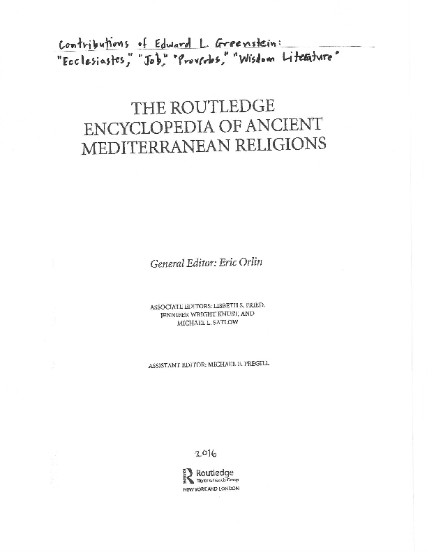 (PDF) Articles on Biblical wisdom books and ancient Near Eastern wisdom ...