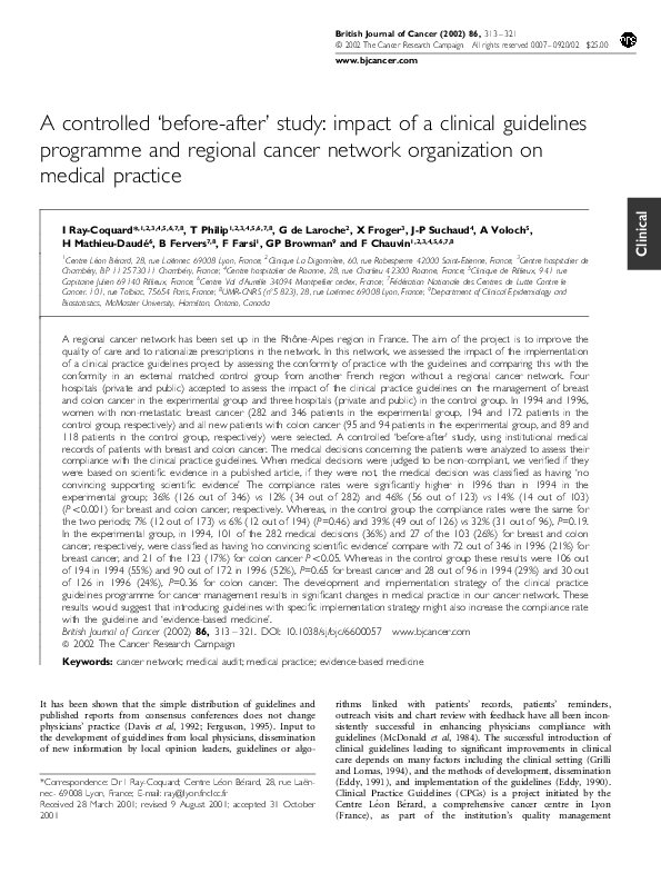 (PDF) A controlled "before-after" study: impact of a clinical ...
