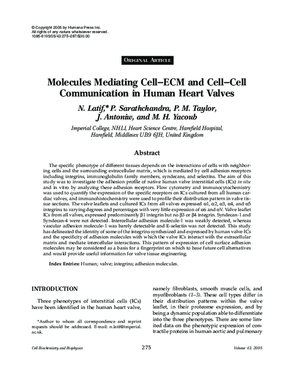 (PDF) Molecules Mediating Cell–ECM and Cell–Cell Communication in Human ...