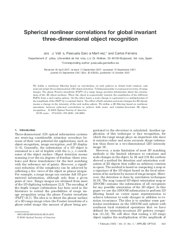 Pdf Spherical Nonlinear Correlations For Global Invariant Three