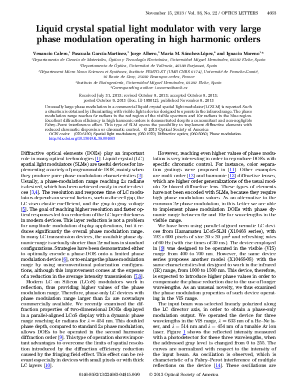 Liquid Crystal Spatial Light Modulator With Very Large Phase Modulation Operating In High