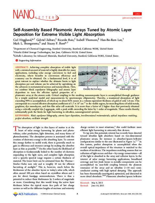(PDF) Self-Assembly Based Plasmonic Arrays Tuned by Atomic Layer ...