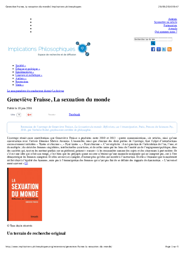 (PDF) Compte rendu de "La Sexuation du monde" par Nathalie Rubel ...