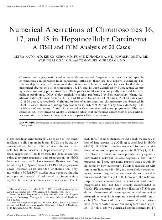 (PDF) Numerical aberrations of chromosomes 16, 17, and 18 in ...