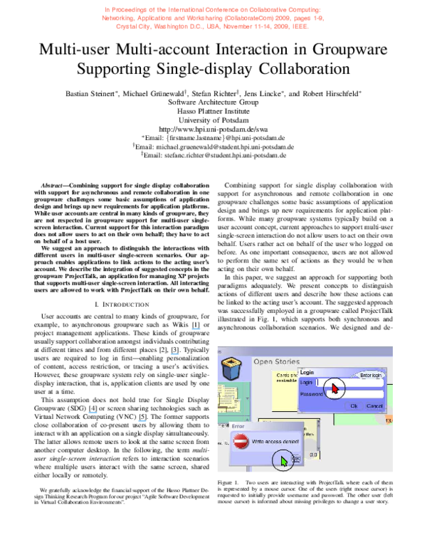 Multi User Multi Account Interaction In Groupware Supporting Single Display Collaboration 6965
