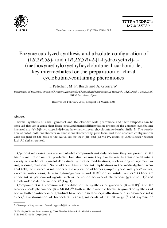 (PDF) Enzyme-catalyzed synthesis and absolute configuration of (1S,2R,5S)- and (1R,2S,5R)-2-(1 ...
