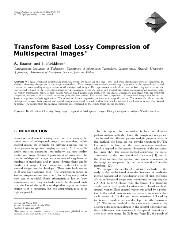(PDF) Transform Based Lossy Compression of Multispectral Images