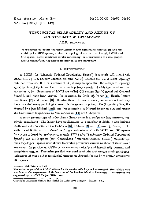 (PDF) Topological separability and axioms of countability in GPO-spaces