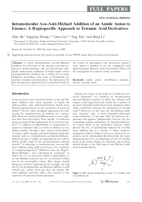 (PDF) Intramolecular Aza-Anti-Michael Addition of an Amide Anion to ...