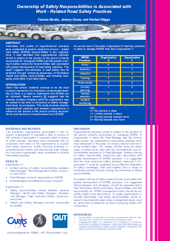 (PDF) Ownership of Safety Responsibilities is associated with Work ...