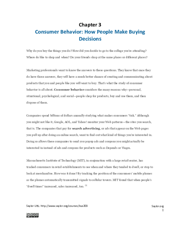 (PDF) Chapter 3 Consumer Behavior: How People Make Buying Decisions