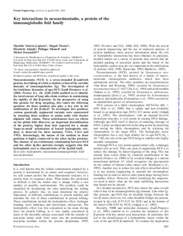 (PDF) Key interactions in neocarzinostatin, a protein of the ...