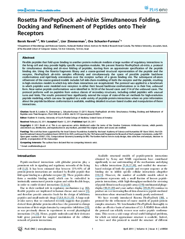 (PDF) Rosetta FlexPepDock ab-initio: Simultaneous Folding, Docking and ...