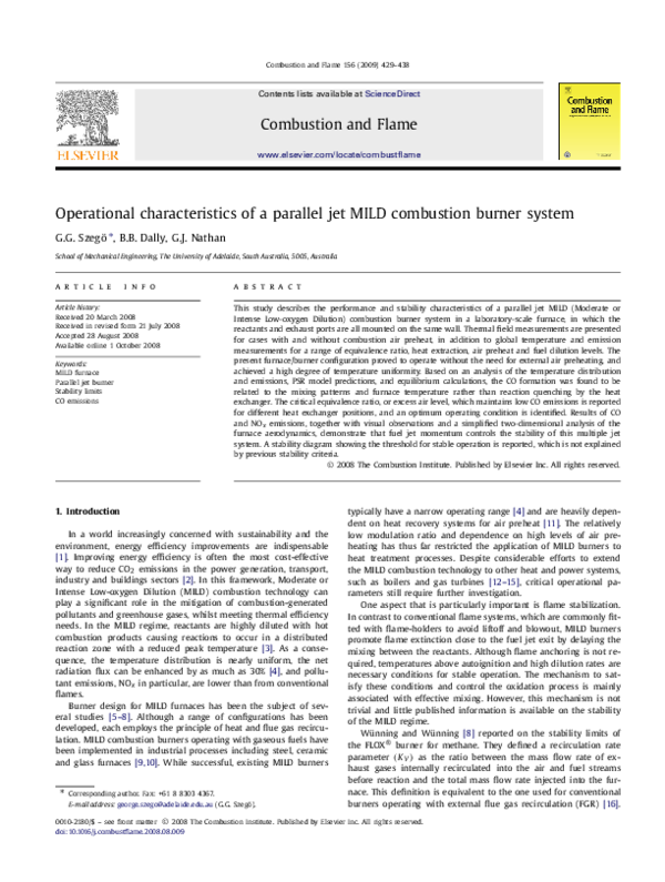 (PDF) Operational characteristics of a parallel jet MILD combustion ...