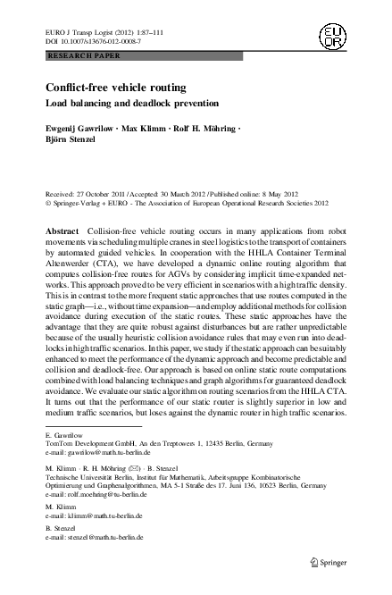 (PDF) Conflict-free vehicle routing