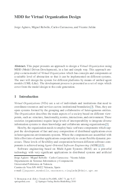 (PDF) MDD for Virtual Organization Design