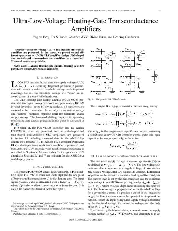 (PDF) Ultra-low-voltage floating-gate transconductance amplifiers