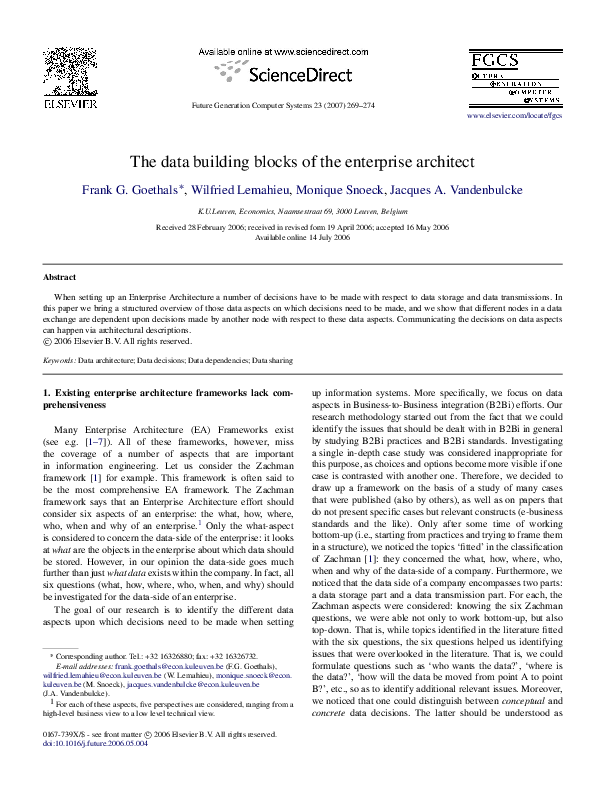 (PDF) The data building blocks of the enterprise architect