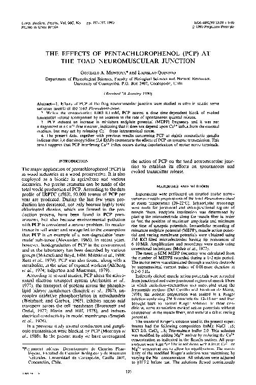 (PDF) The effects of pentachlorophenol (PCP) at the toad neuromuscular junction