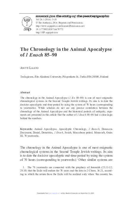 (PDF) The Chronology in the Animal Apocalypse of 1 Enoch 85–90