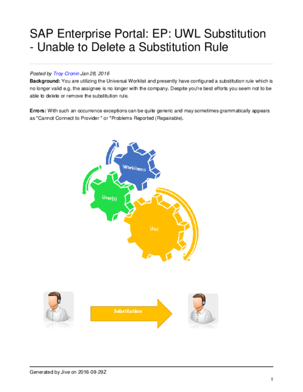 Pdf Sap Enterprise Portal Ep Uwl Substitution Unable To Delete A Substitution Rule
