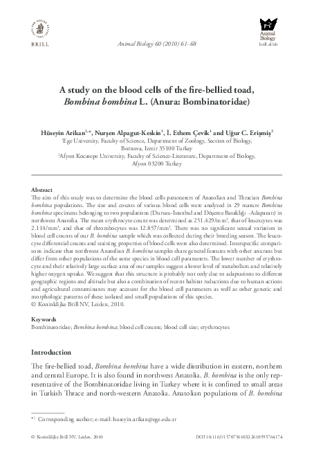 (PDF) A study on the blood cells of the fire-bellied toad, Bombina ...