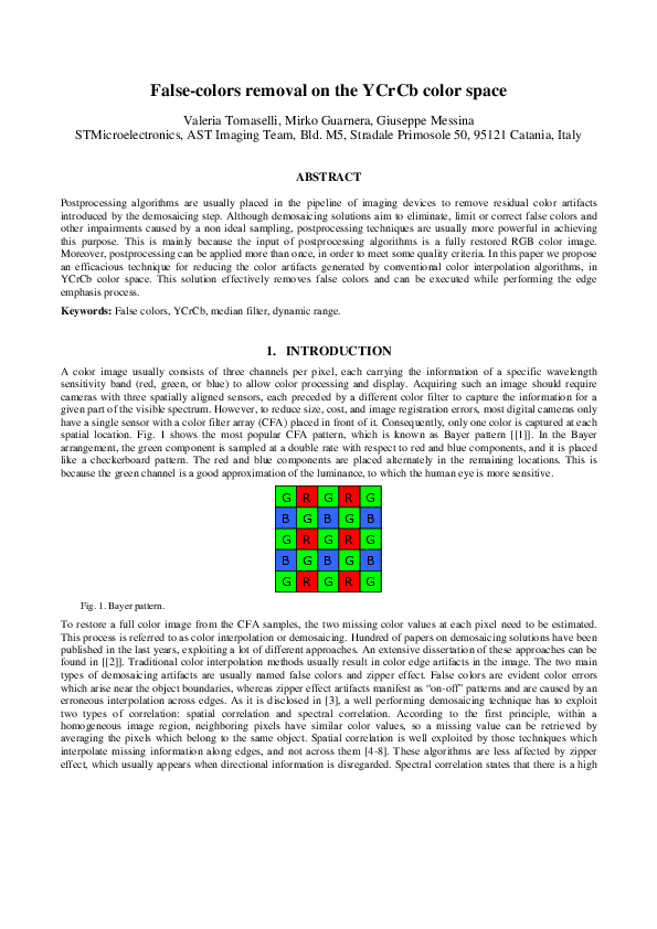 (PDF) False-colors removal on the YCrCb color space