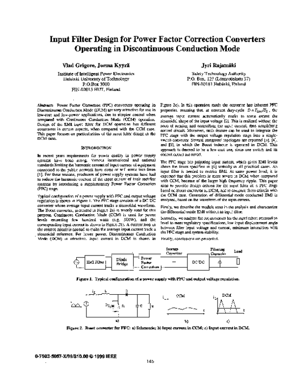 (PDF) Input filter design for power factor correction converters ...