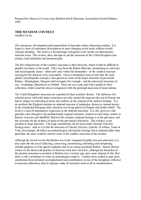 (PDF) THE MUSEUM CONTEXT
