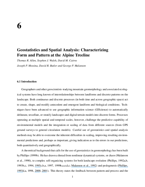(PDF) Geostatistics and spatial analysis: characterizing form and pattern at the alpine treeline