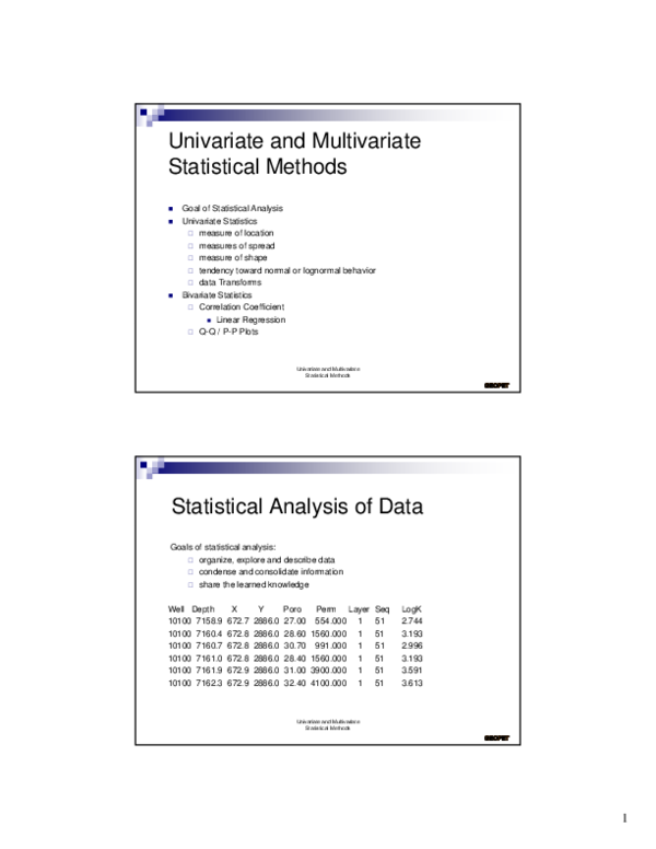 (PDF) Univariate and Multivariate Statistical Methods