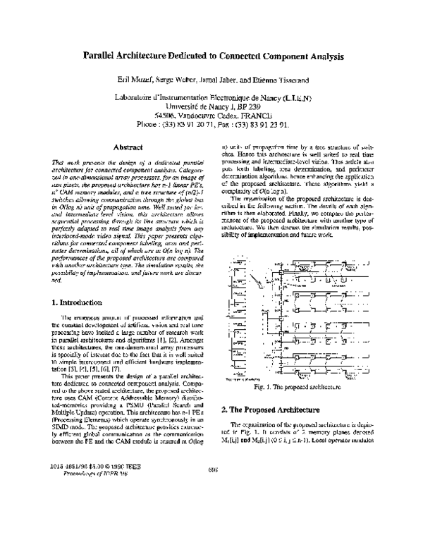 (PDF) Parallel architecture dedicated to connected component analysis