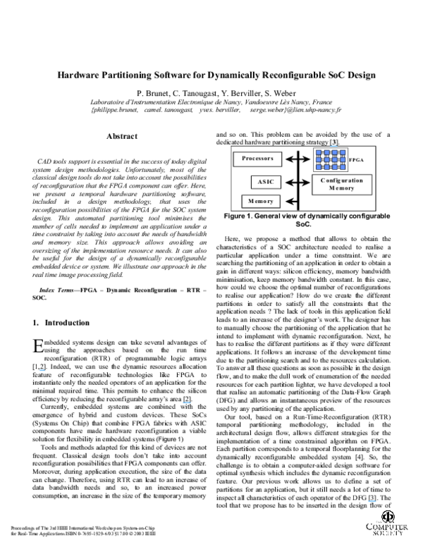 Pdf Hardware Partitioning Software For Dynamically Reconfigurable Soc Design