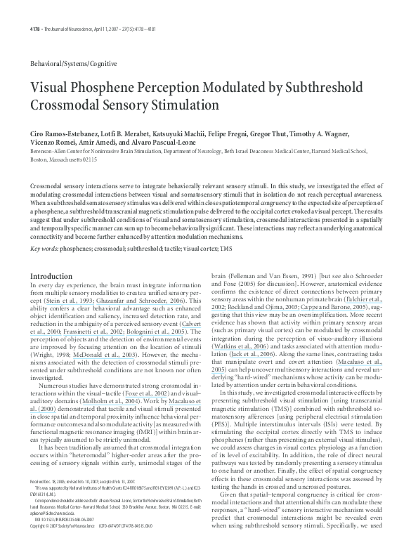 (PDF) Visual Phosphene Perception Modulated by Subthreshold Crossmodal ...