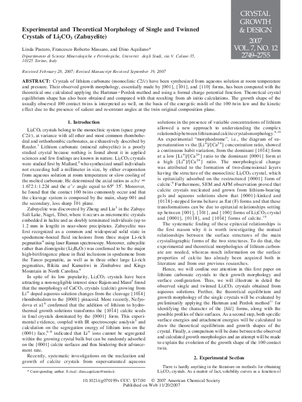 (PDF) Experimental and Theoretical Morphology of Single and Twinned ...