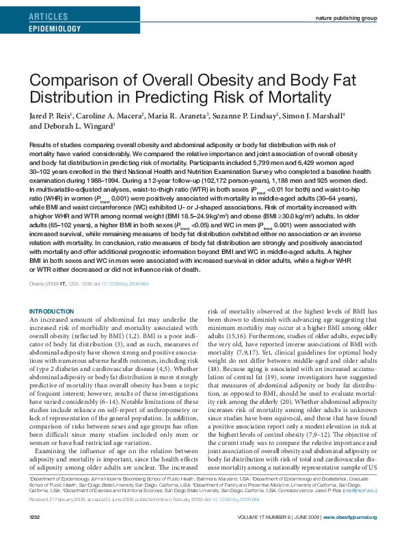 (PDF) Comparison of Overall Obesity and Body Fat Distribution in ...