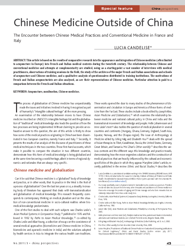 (PDF) Chinese Medicine Outside of China The Encounter between Chinese ...