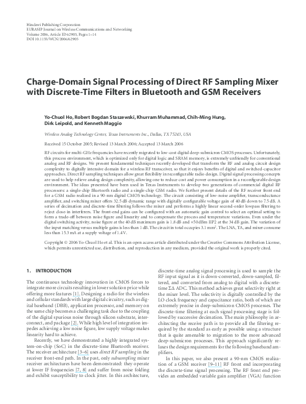 (PDF) Charge-Domain Signal Processing of Direct RF Sampling Mixer with ...