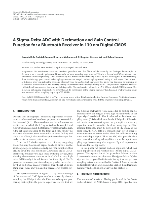 (PDF) A Sigma-Delta ADC with Decimation and Gain Control Function for a ...