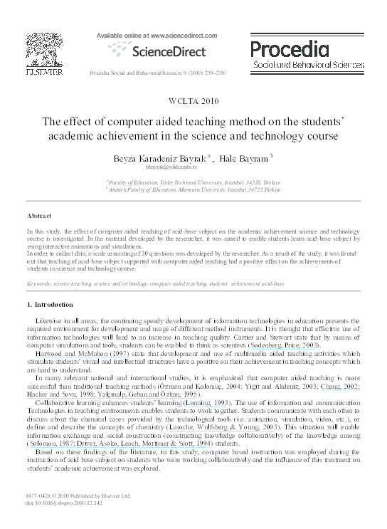 (PDF) The effect of computer aided teaching method on the students’ academic achievement in the ...