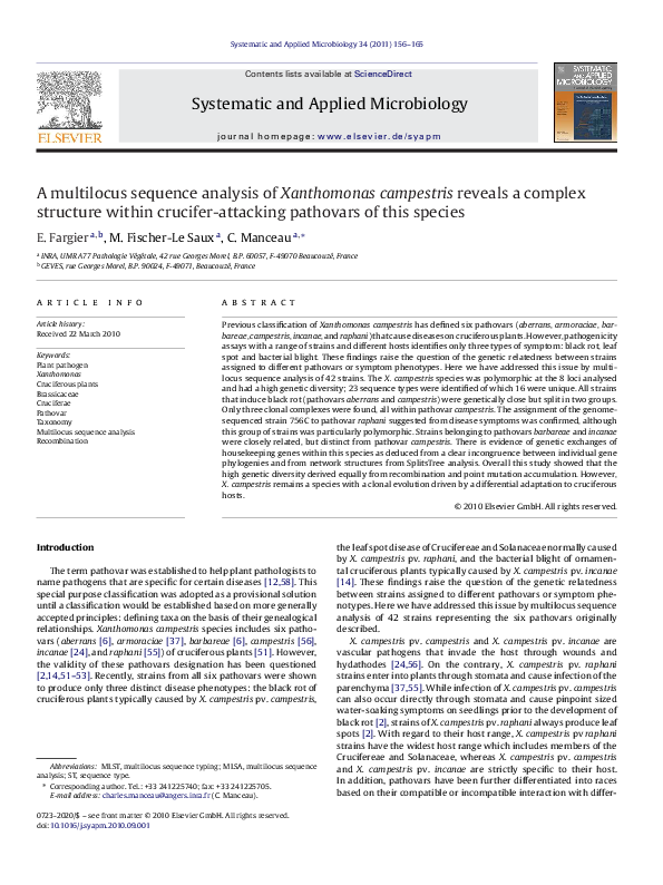 (PDF) A multilocus sequence analysis of Xanthomonas campestris reveals ...